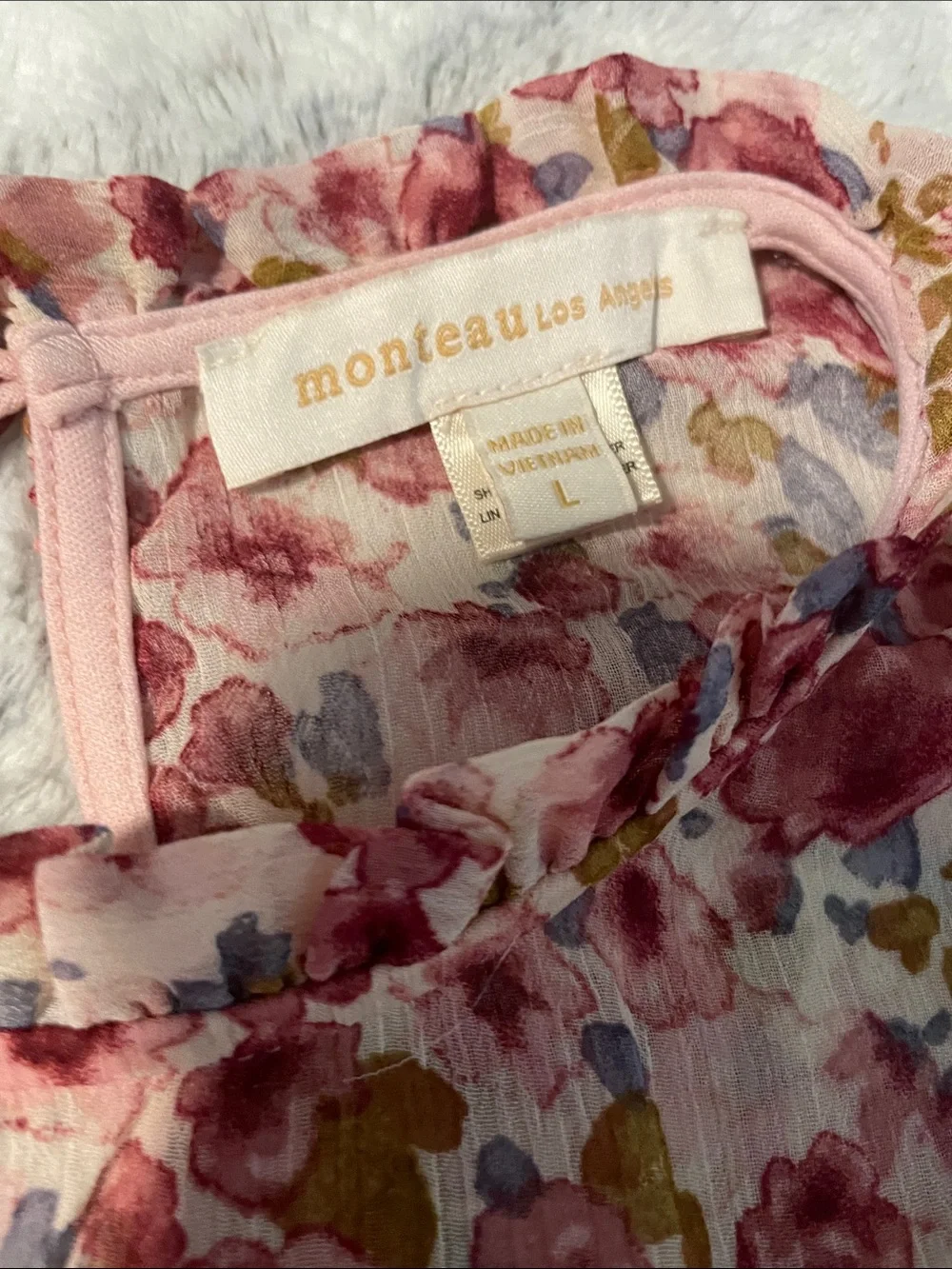 Monteau | Dresses | Monteau Pink Multi Floral Ruffled Midi Dress Boho ...